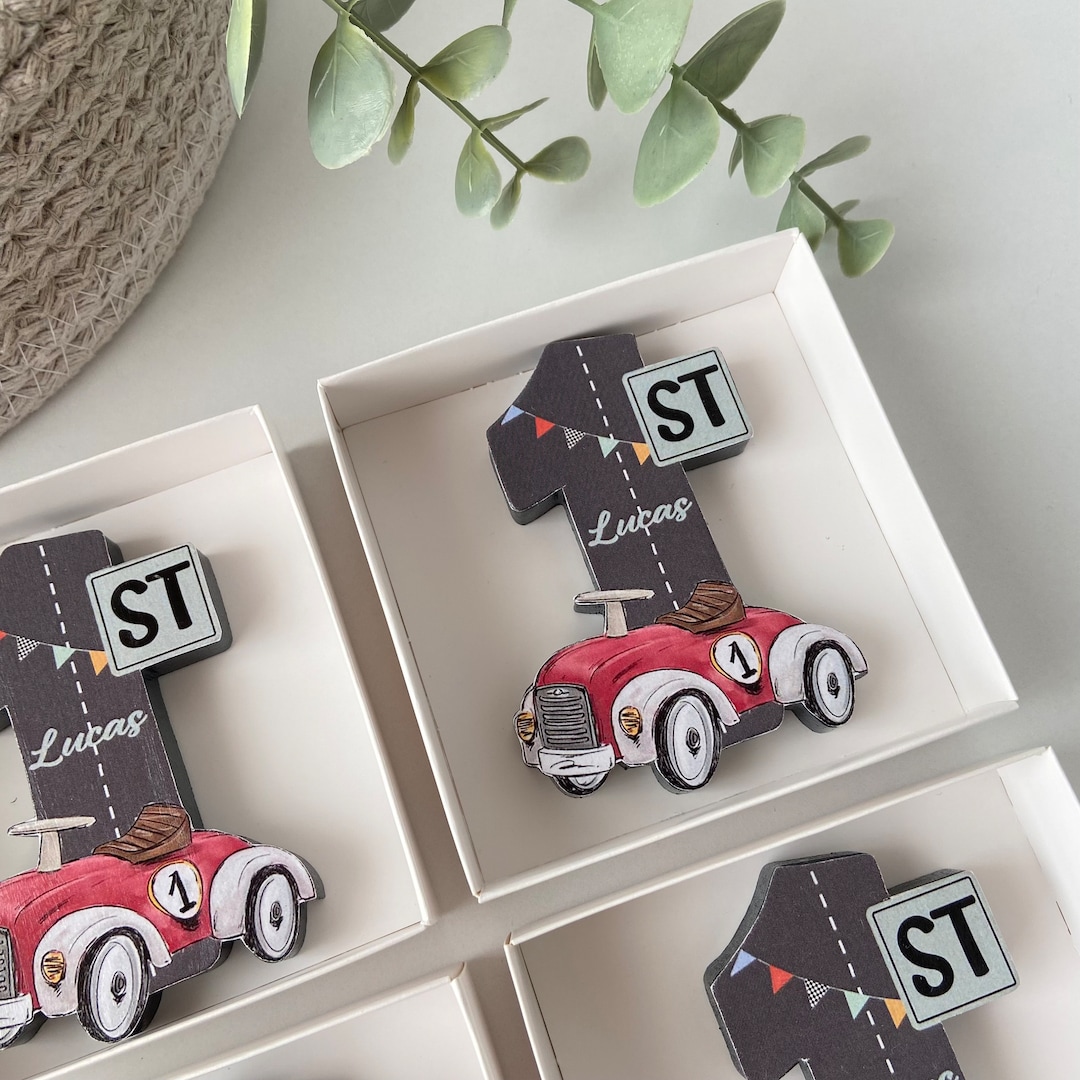 1st Birthday Car Magnet Favors - Race Car Party Favors Decorations ...
