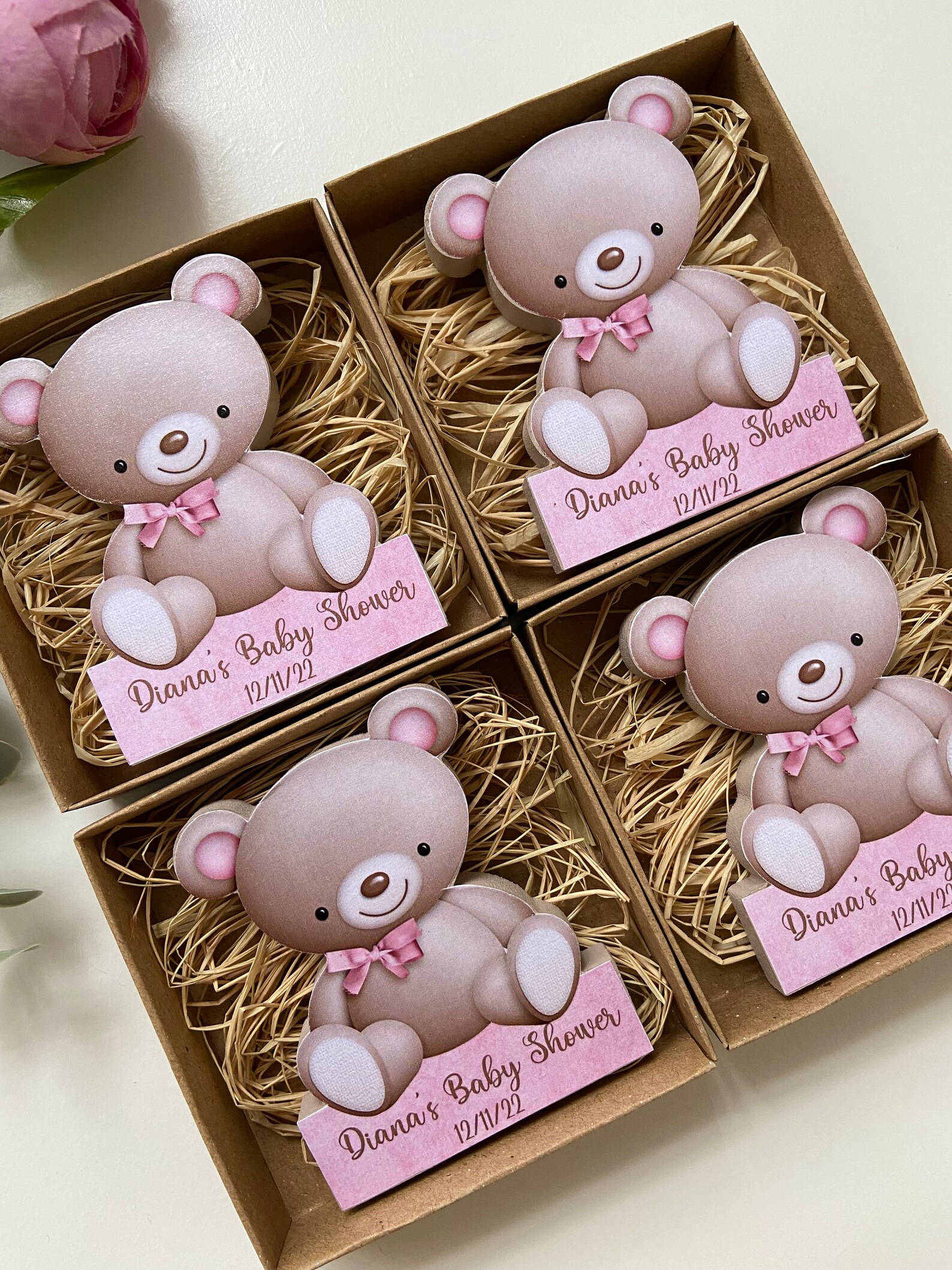 Custom Teddy Bear Wood Magnets, Guest Gift Magnet, Baby Shower Party ...