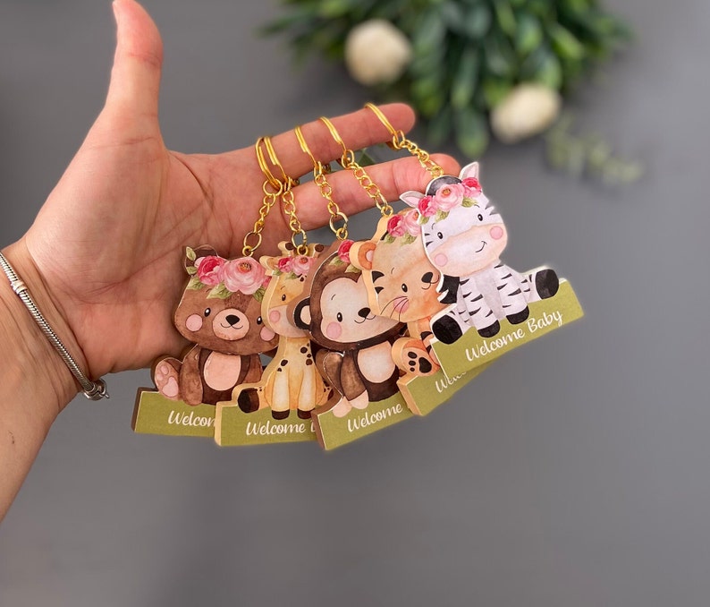 Animals Baby Shower Favors - Girl Animal Keychain Favors, Personalized ...