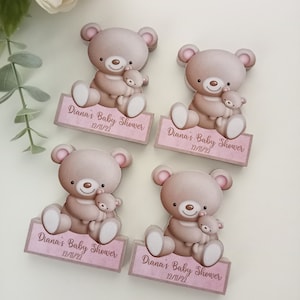 Custom Teddy Bear Wood Magnets, Guest Gift Magnet, Baby Shower Party ...