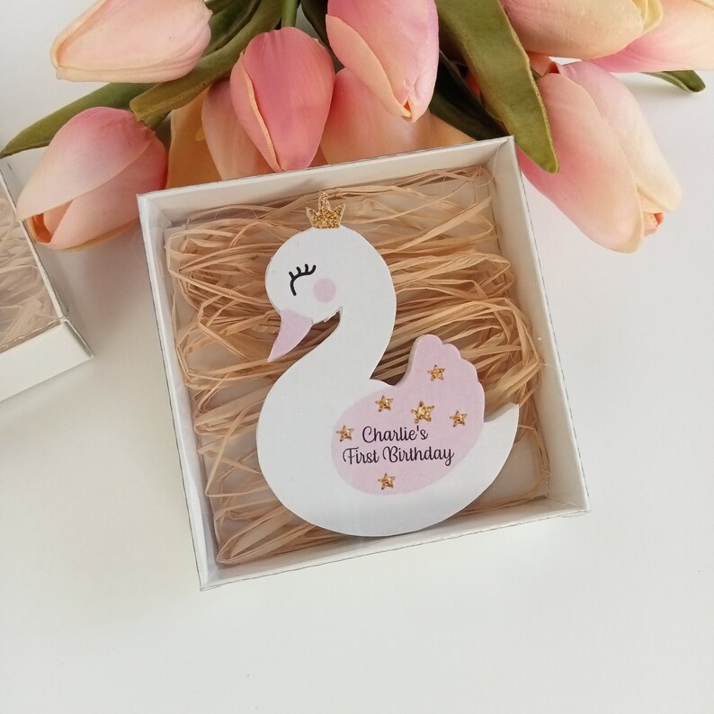 Personalized Swan First Birthday Gifts for Guests, Custom Swan Wooden ...