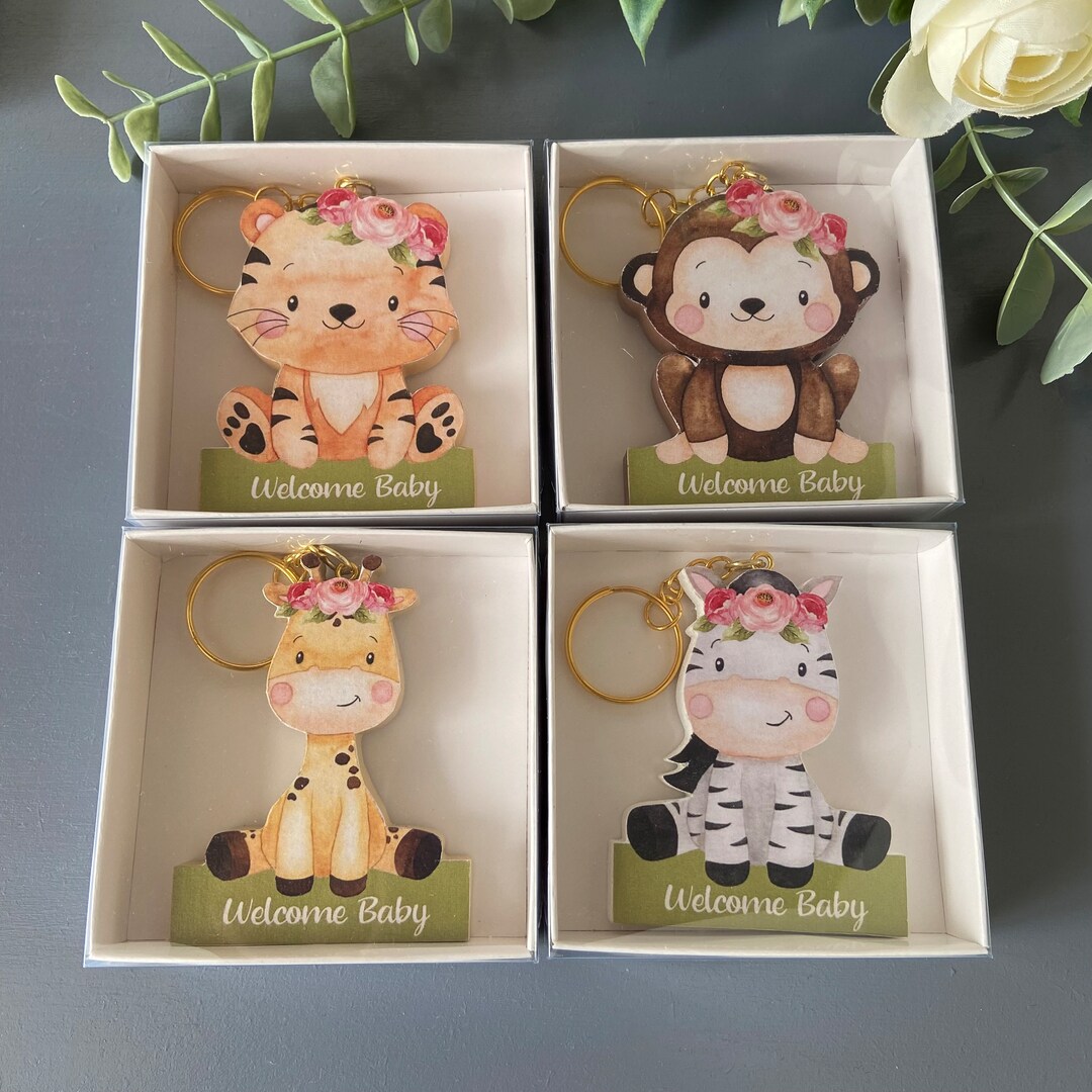 Animals Baby Shower Favors - Girl Animal Keychain Favors, Personalized ...