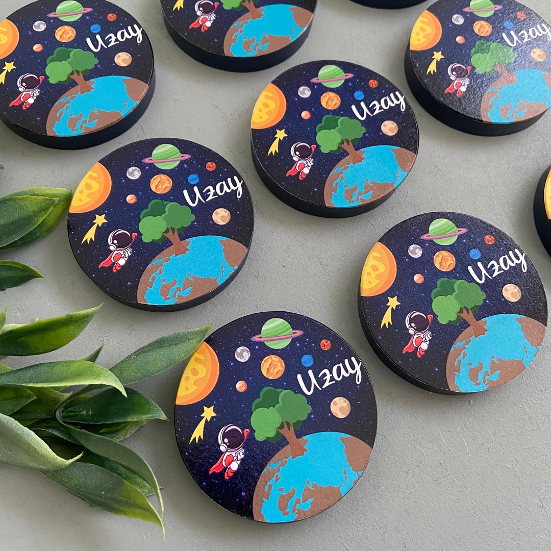Wooden Name Magnet, Space Themed Nursery Decor, Space Magnet Gift ...