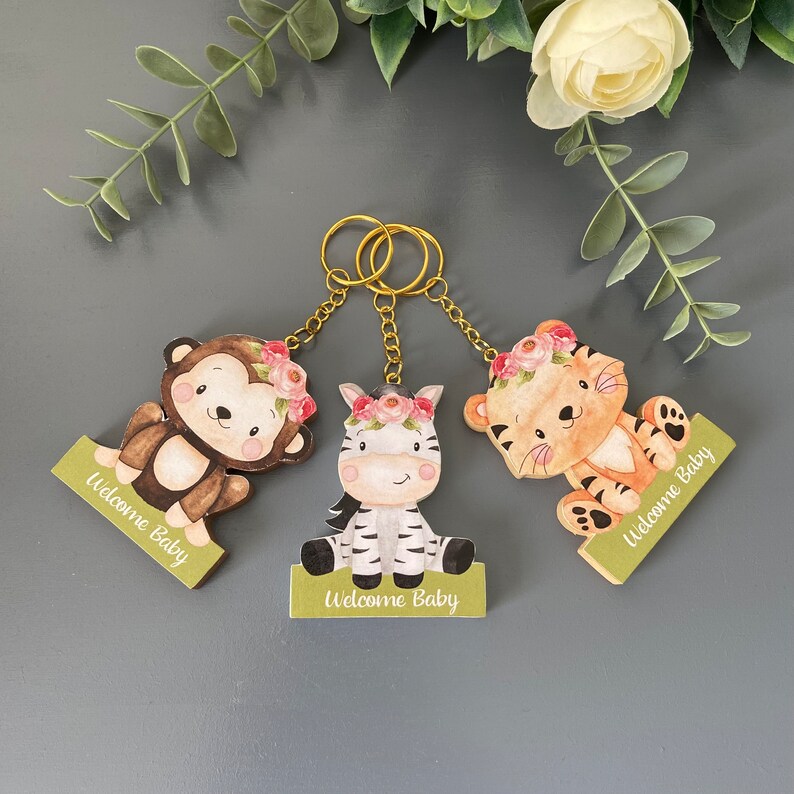 Animals Baby Shower Favors - Girl Animal Keychain Favors, Personalized ...