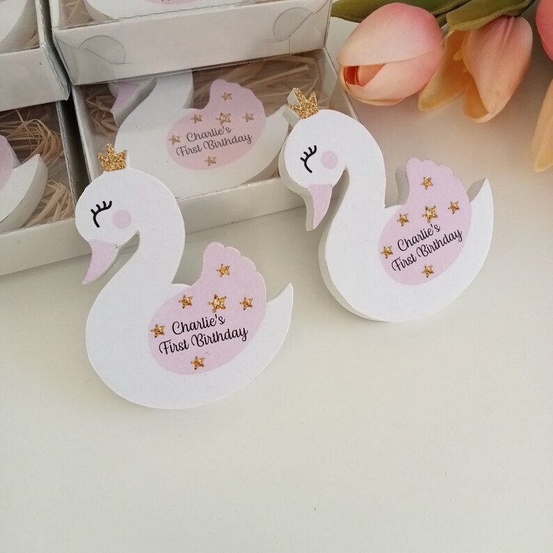 Personalized Swan First Birthday Gifts for Guests, Custom Swan Wooden ...