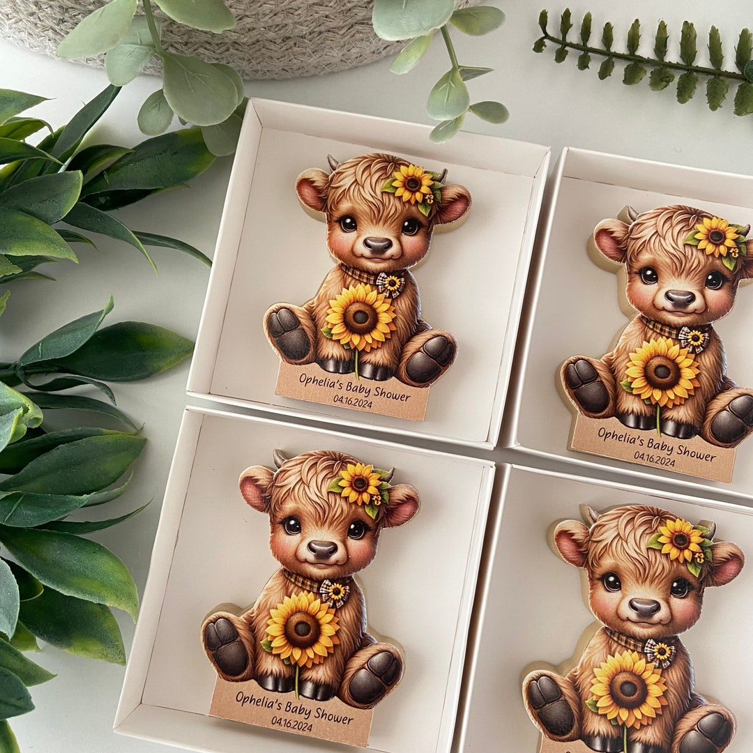Sunflower Highland Cow Baby Shower Favors,farm Party Theme Decor, Cow ...