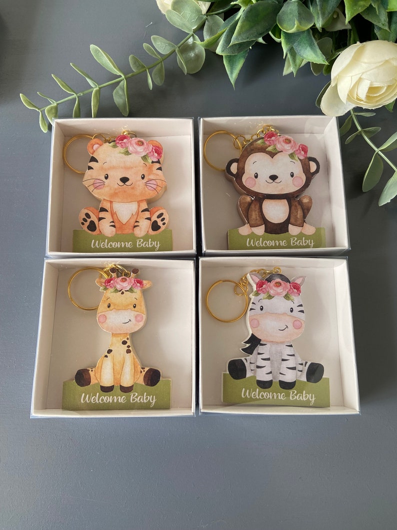 Animals Baby Shower Favors - Girl Animal Keychain Favors, Personalized ...