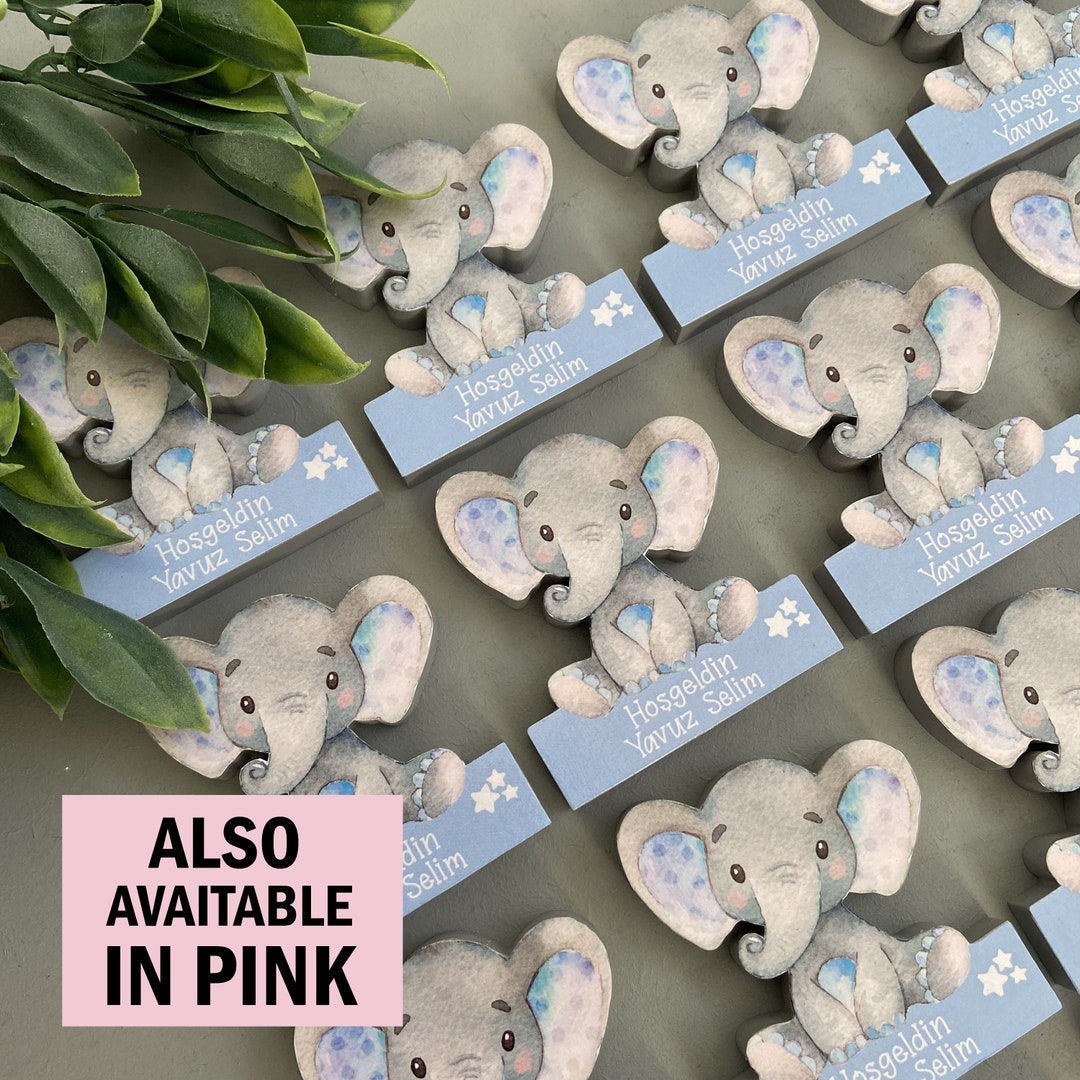 Elephant Baby Shower Favors - Boy Elephant Magnet Favors, Personalized ...