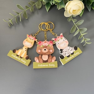 Animals Baby Shower Favors - Girl Animal Keychain Favors, Personalized ...