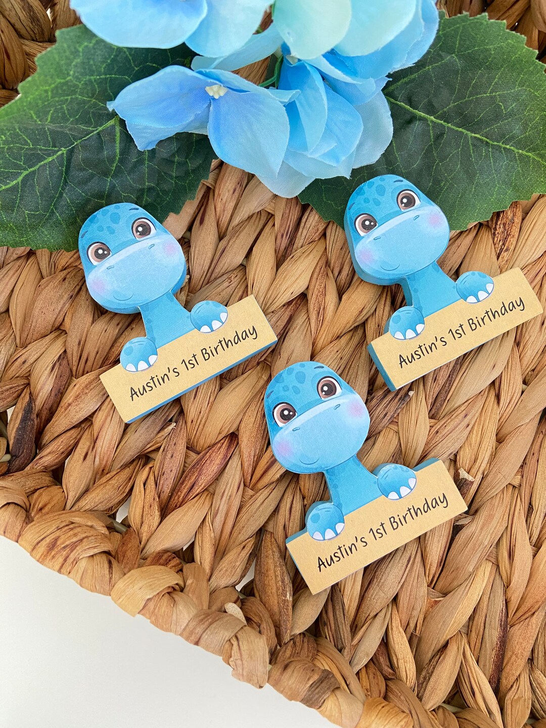 Personalized Dinosaur Party Blue Dinosaur Magnet, Dinosaur Birthday ...