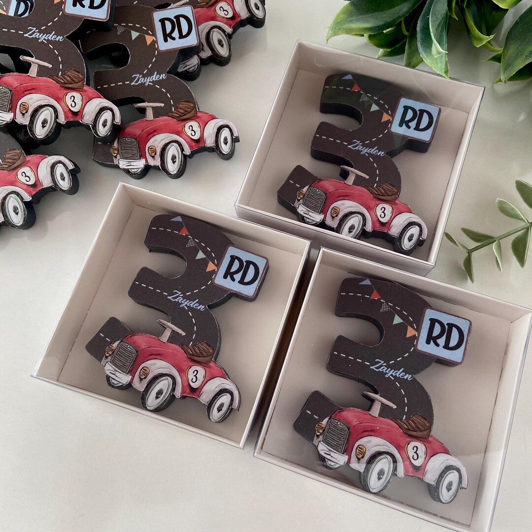 3rd Birthday Car Magnet Favors - Race Car Party Favors Decorations ...