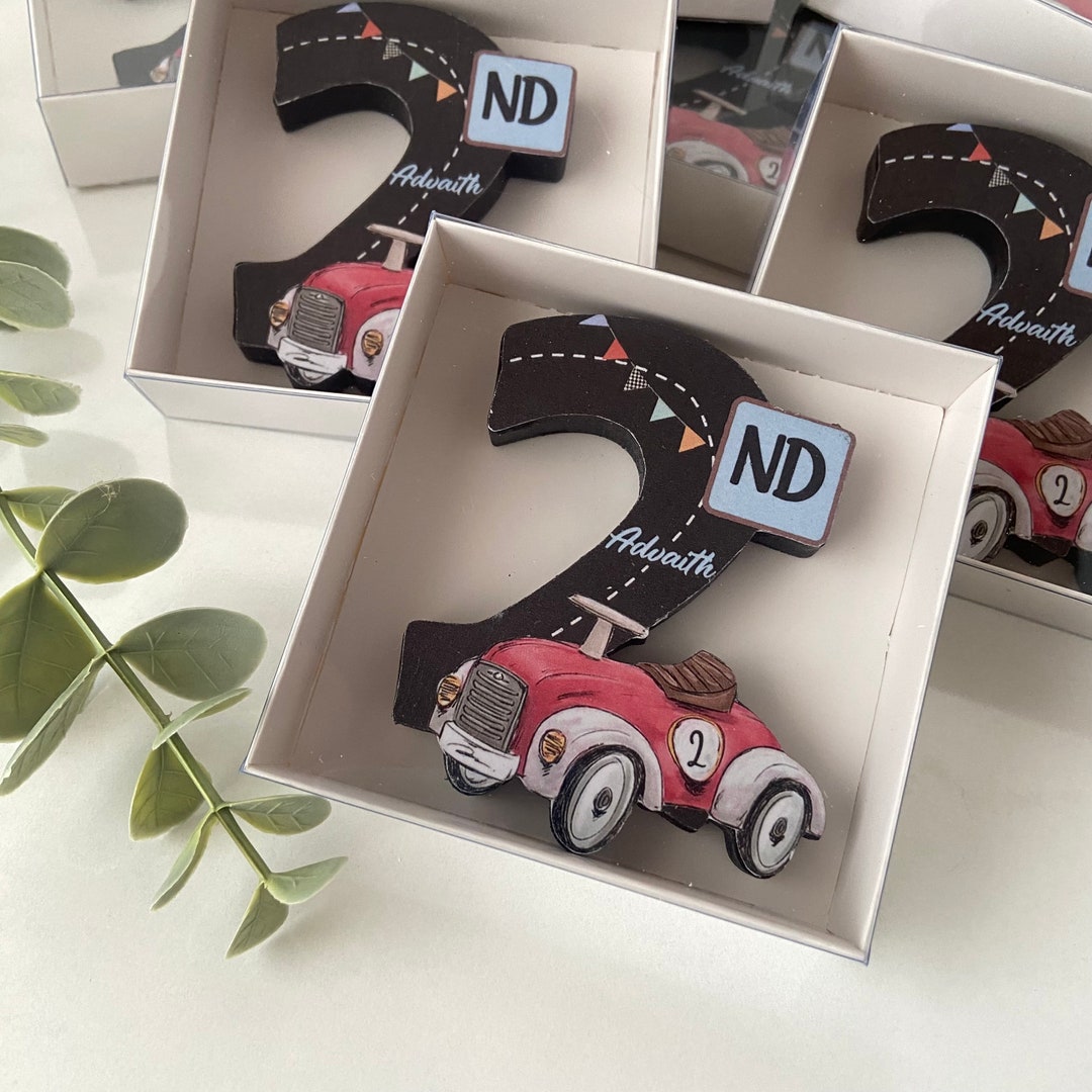 2nd Birthday Car Magnet Favors - Race Car Party Favors Decorations ...