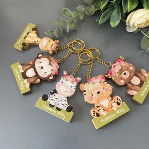 Animals Baby Shower Favors - Girl Animal Keychain Favors, Personalized ...