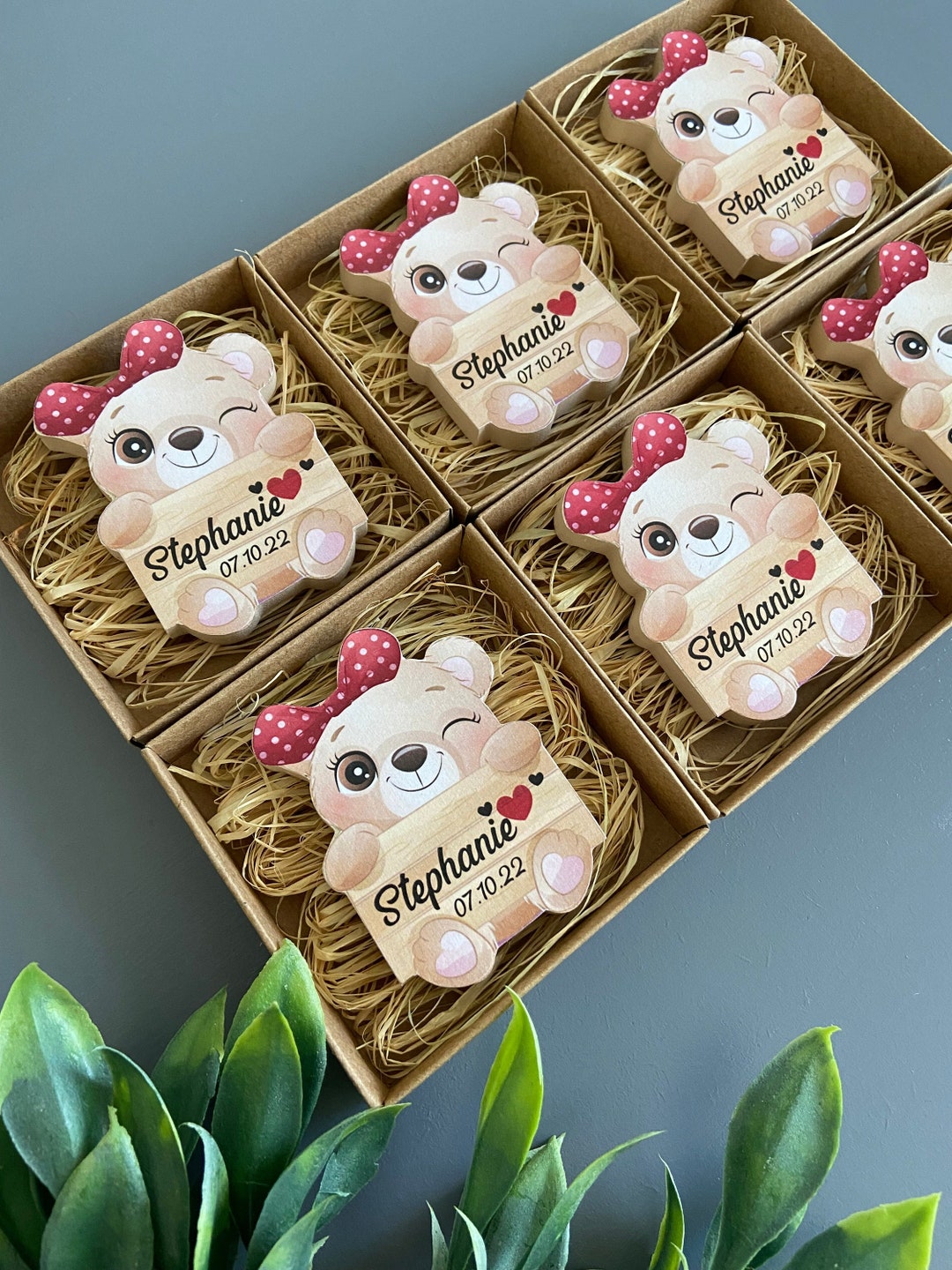 Personalized Bear Magnet, Baby Shower Favors, Custom Gifts, Teddy Bear ...