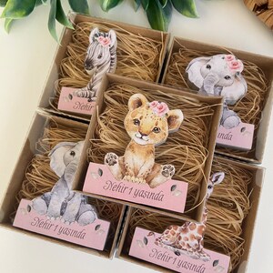 Safari Themed Magnets for Baby Shower Guests, Elephant-zebra-giraffe ...