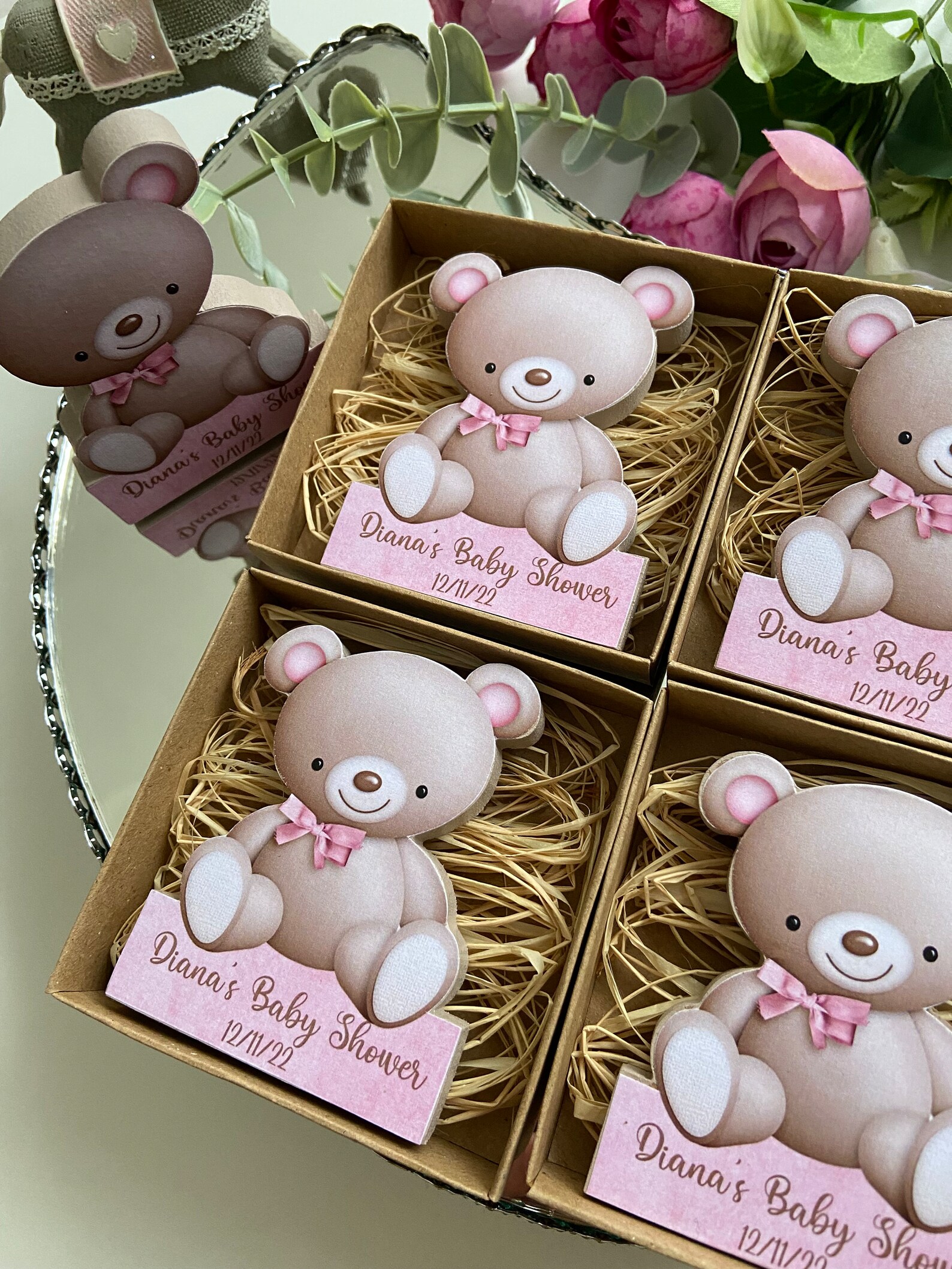 Custom Teddy Bear Wood Magnets Guest Gift Magnet Baby Shower - Etsy