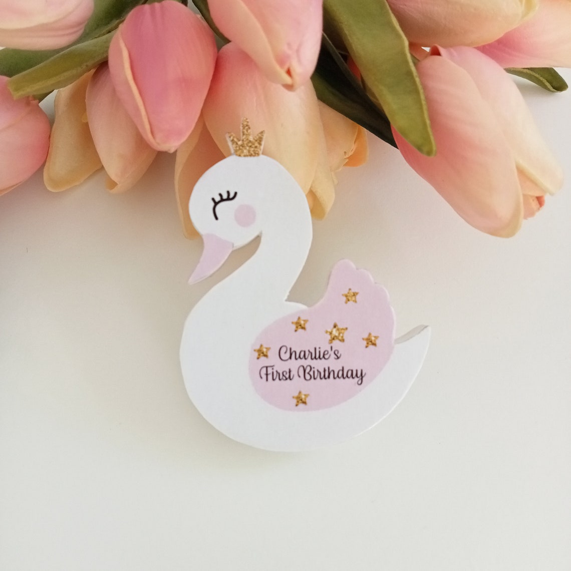 Personalized Swan First Birthday Gifts for Guests, Custom Swan Wooden ...