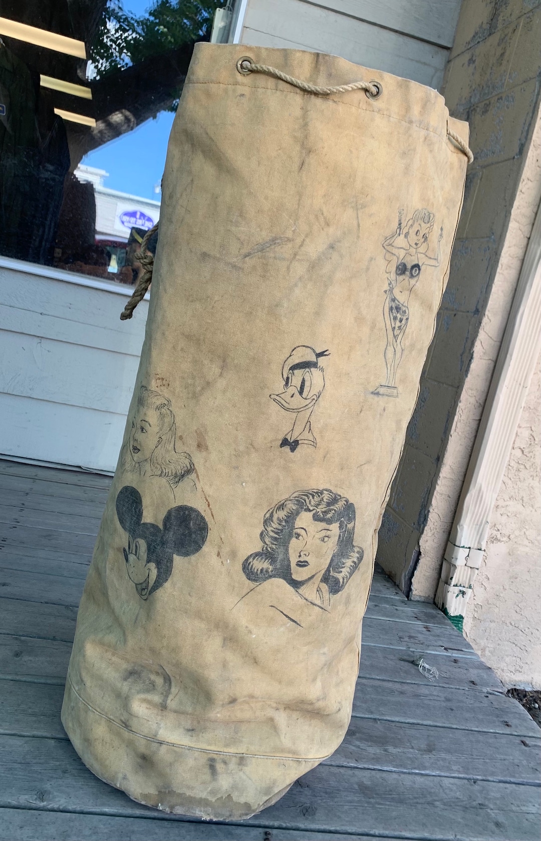 1942 WWII Large Canadian Navy Duffel Bag With Hand Drawings - Etsy