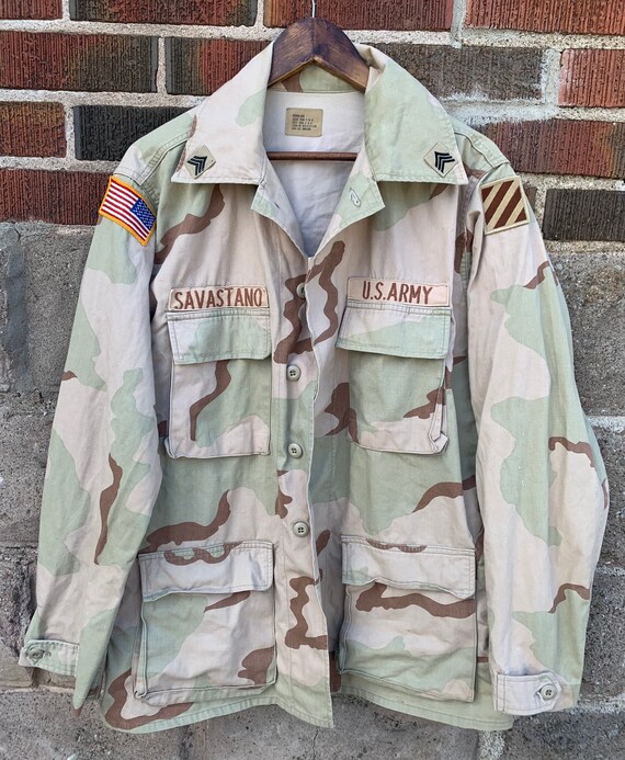 Desert Camo BDU Jacket Combat Coat with Patches GI 19… - Gem