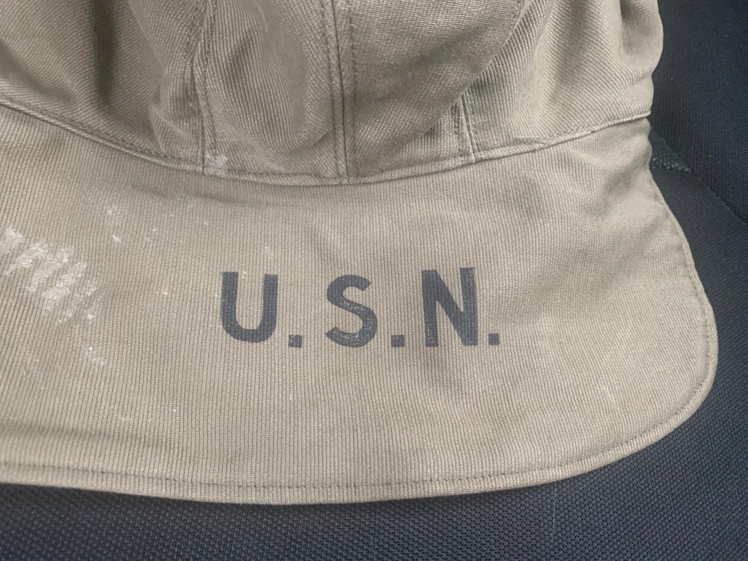 WWII Era OG107 US Navy Cold Weather Deck Cap Size Large 7-1/2 Vintage ...