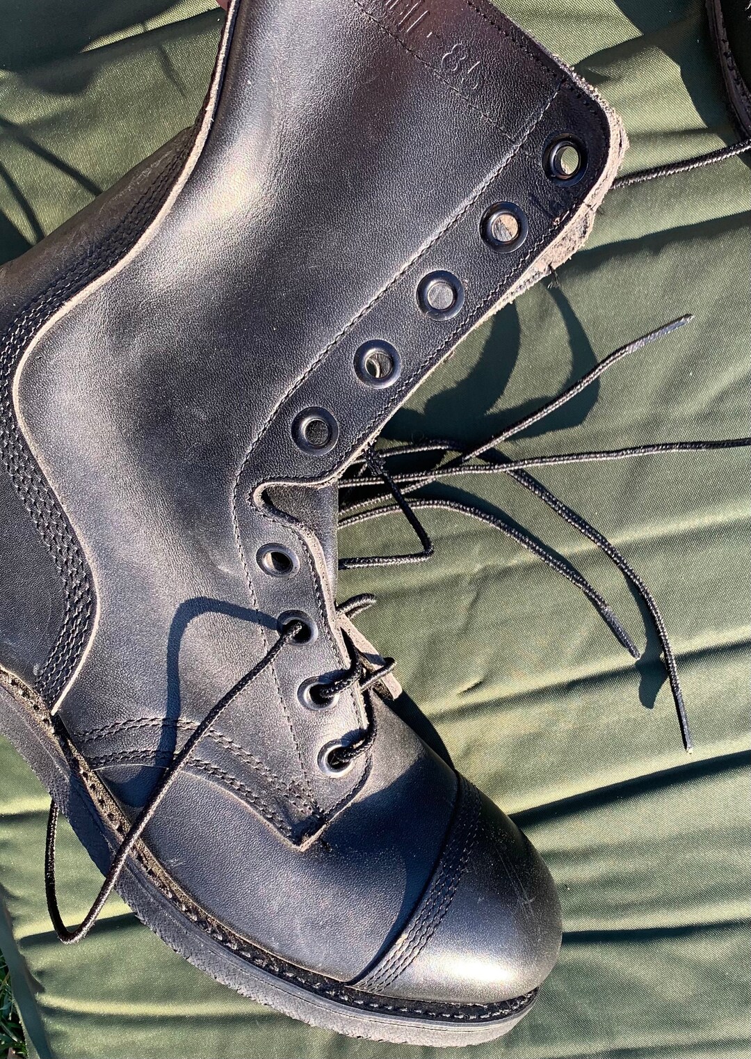 1980s US Army Steel Toe 9 Eyelets Safety Combat Boots Size Mens 7 W ...