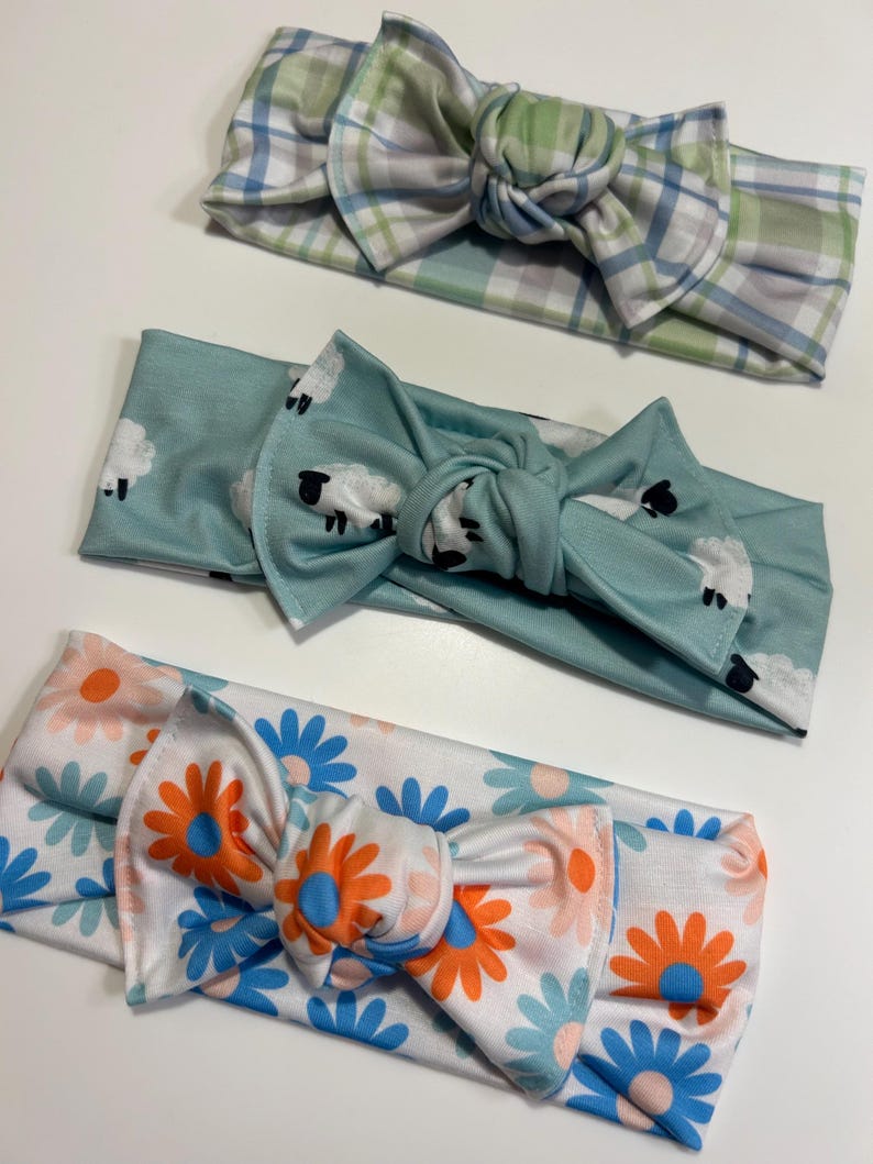 Spring Headwrap With Chunky Bow- Baby Headband- Chunky Topknot Headband ...
