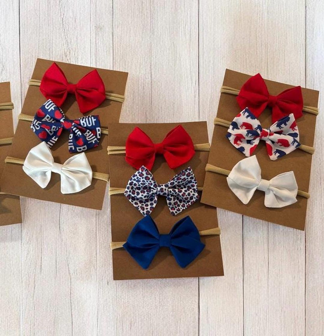Baby Bow Headband - Buffalo Bills, Red, White, Blue - Newborn, Infant ...