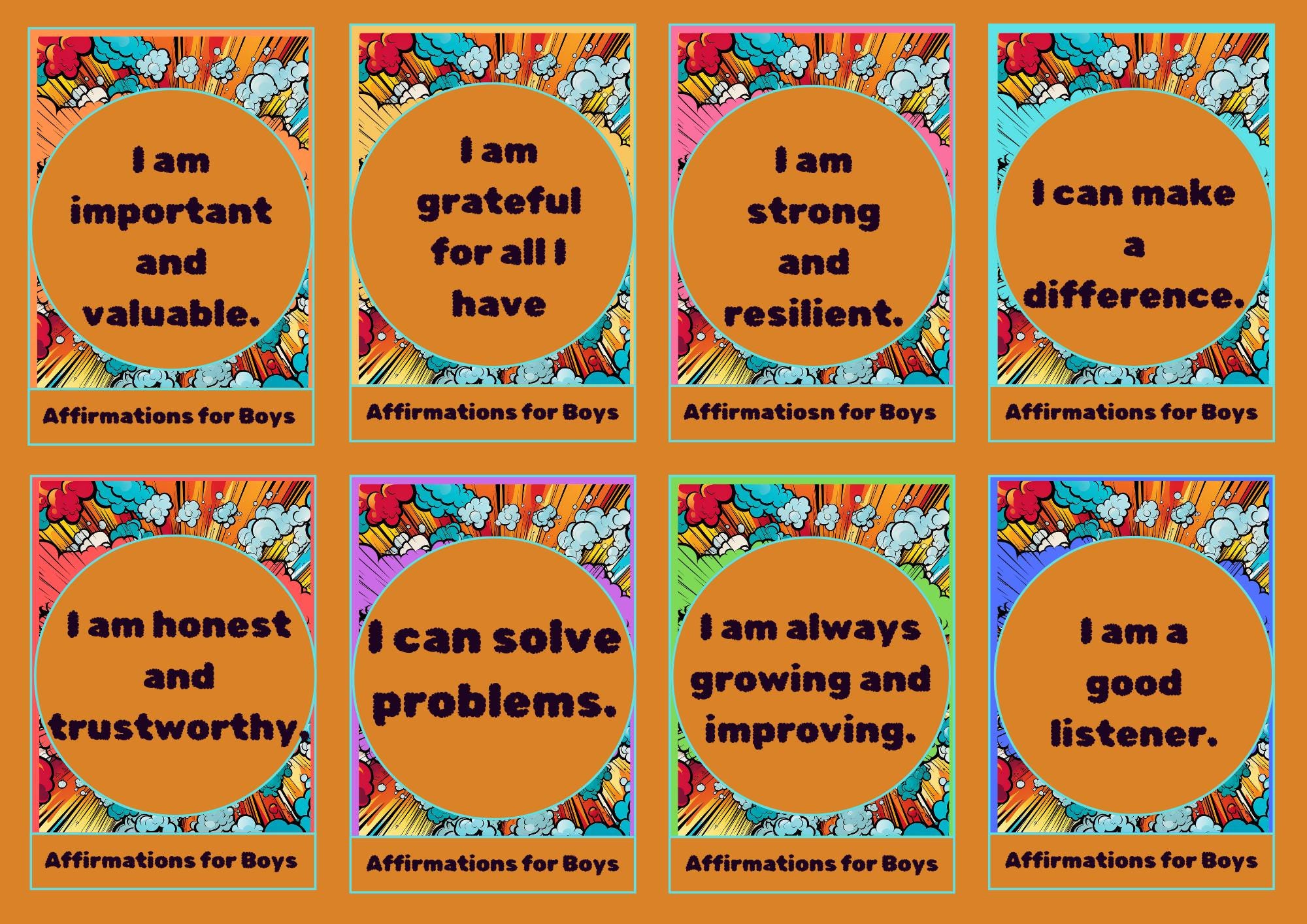 Printable Positive Affirmations for Boys - Etsy