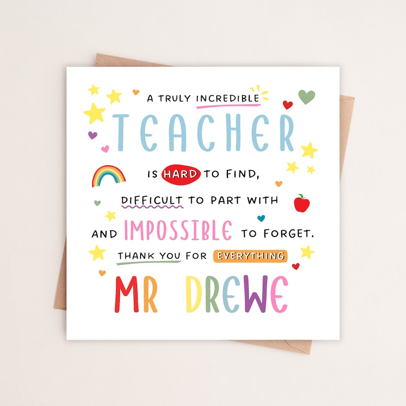 Teacher Leaving Card - Etsy UK