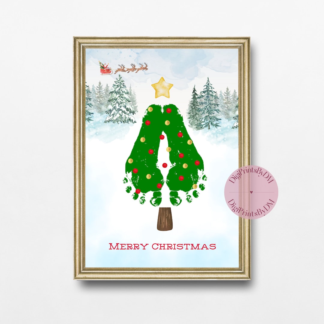 Christmas Tree Footprint Handprint, Baby Toddler Kids Art Craft, First ...