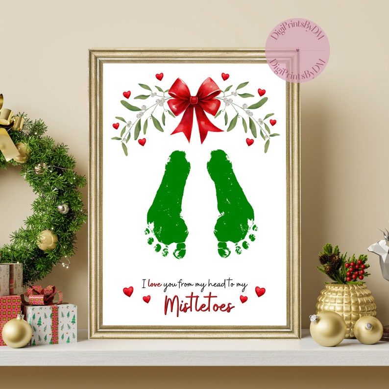 Christmas Preschool Craft Footprint Mistletoe Art - Etsy