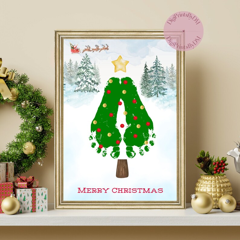 Christmas Tree Footprint Handprint, Baby Toddler Kids Art Craft, First ...