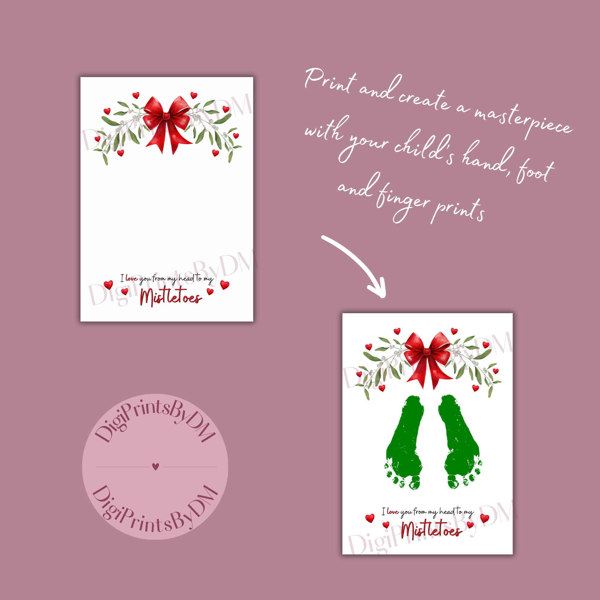 Christmas Preschool Craft Footprint Mistletoe Art - Etsy