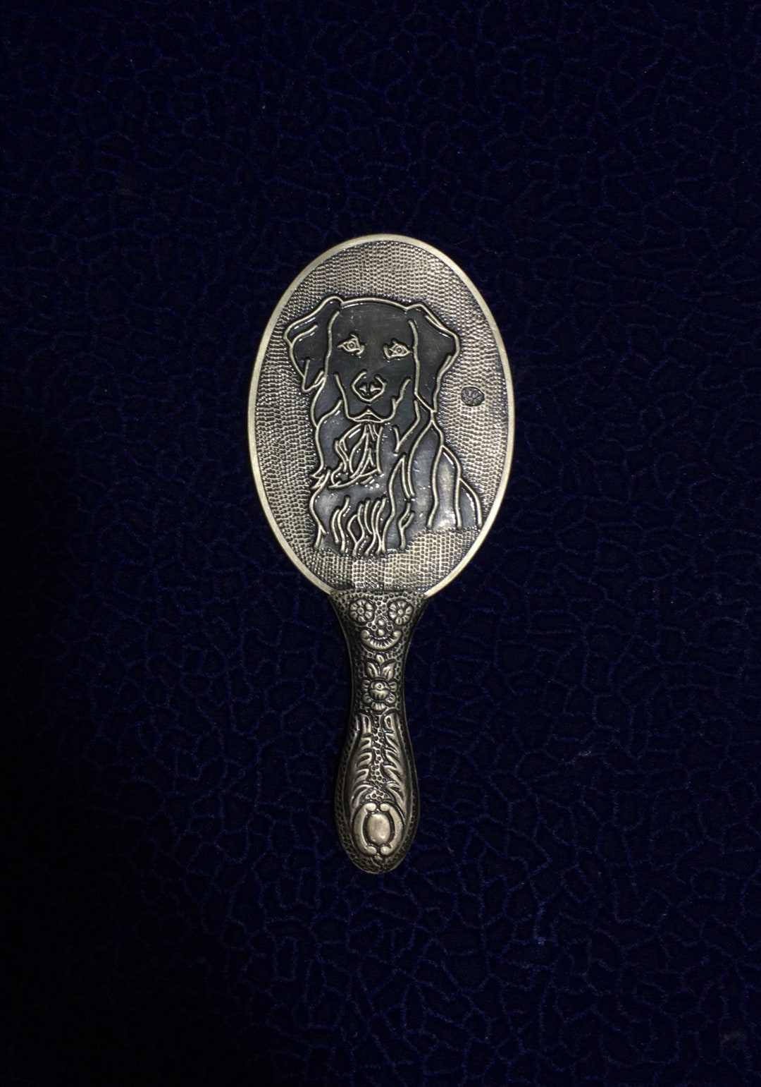 Silver Hand Mirror in Art Nouveau Style Dog Pattern Embossed - Etsy