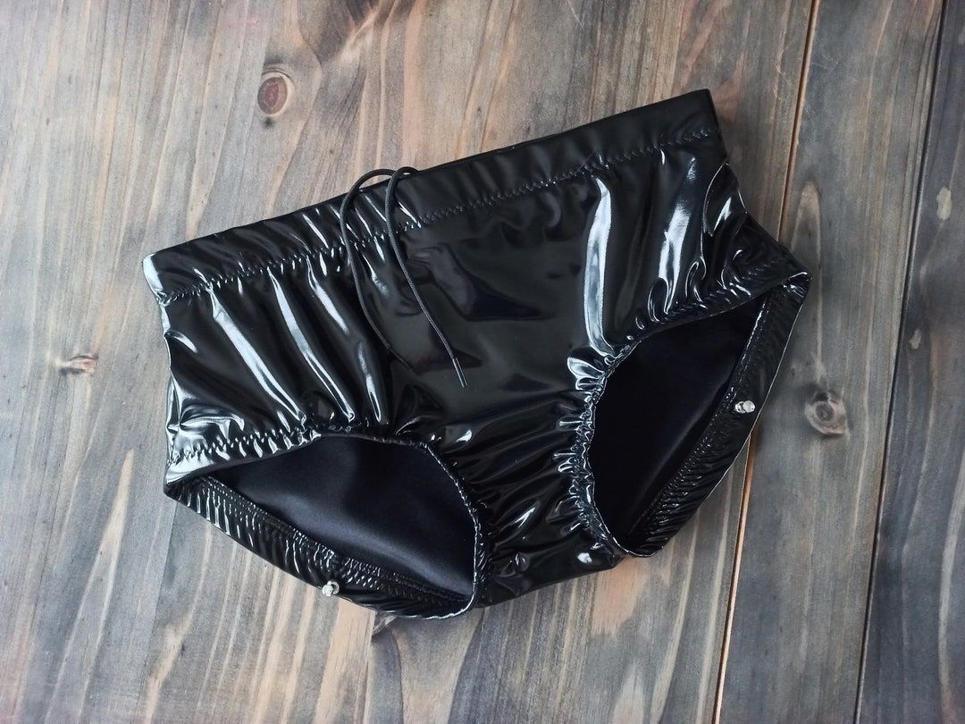 Wet-look Black PVC 4-way Stretch High Quality Wrestling Trunks by ...
