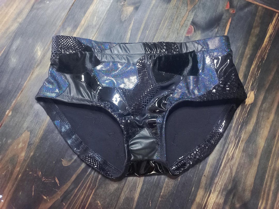 Shades of Black Wrestling Trunks. Matte Pleather, Spandex, Metallic ...
