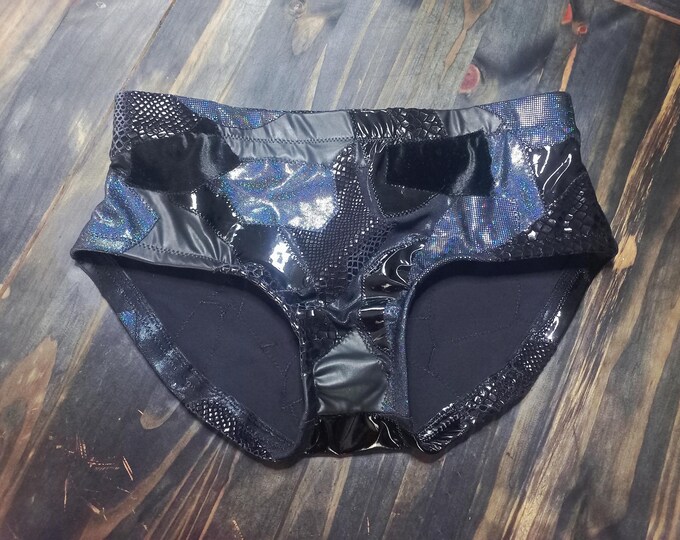 Shades of Black Wrestling Trunks. Matte Pleather, Spandex, Metallic ...