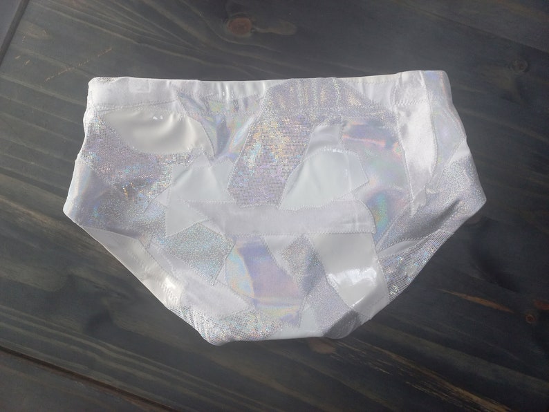 Shades of White - Patchwork Wrestling Trunks. White Spandex, Metallic ...