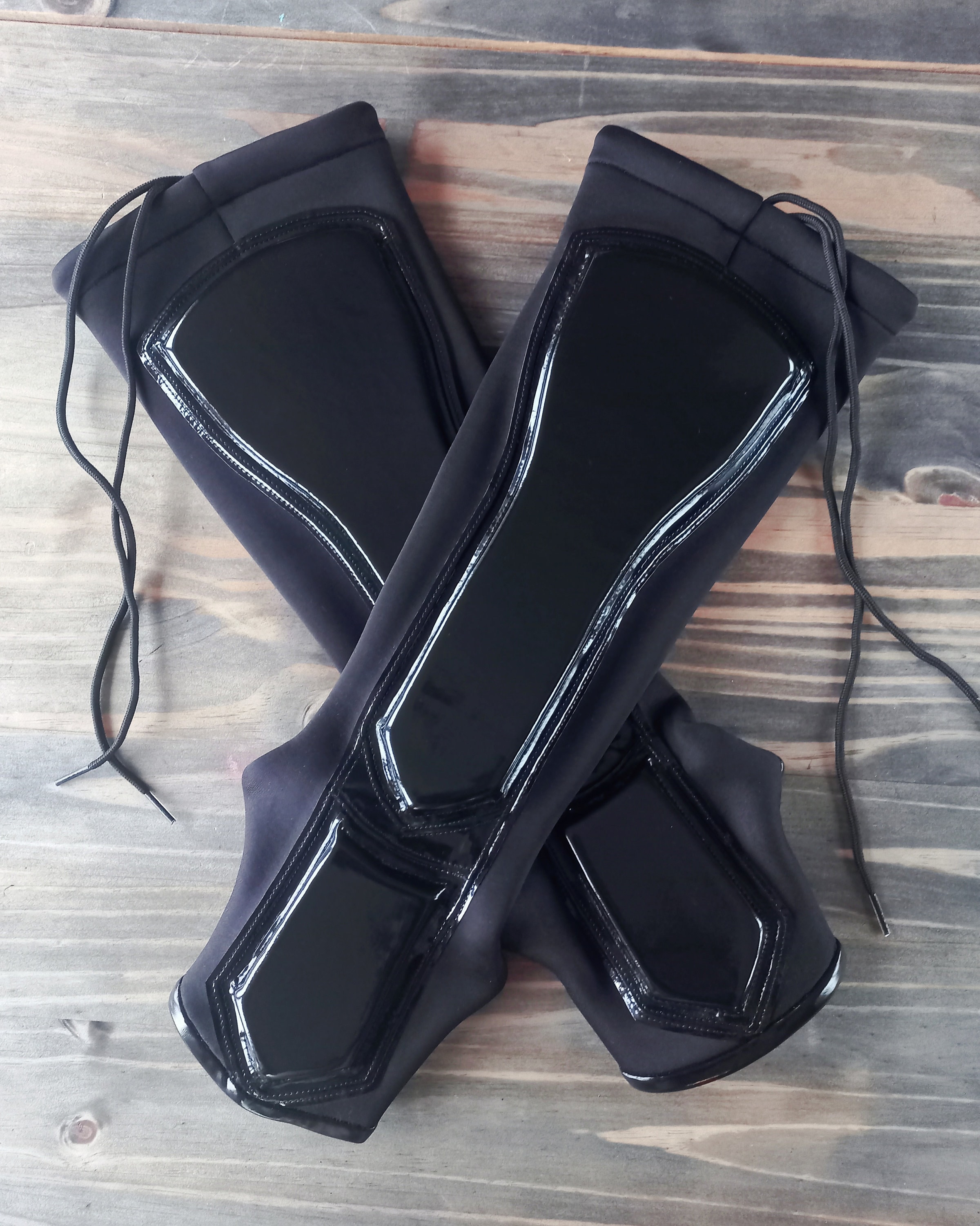 Black PVC Kickpads. Muay Thai Style, Dual-pad, Handmade, Wrestling Kick ...