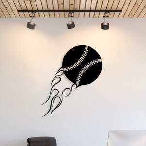 3D Baseball on Fire Metal Wall Art, 3D Baseball Metal Wall Art, Sports ...