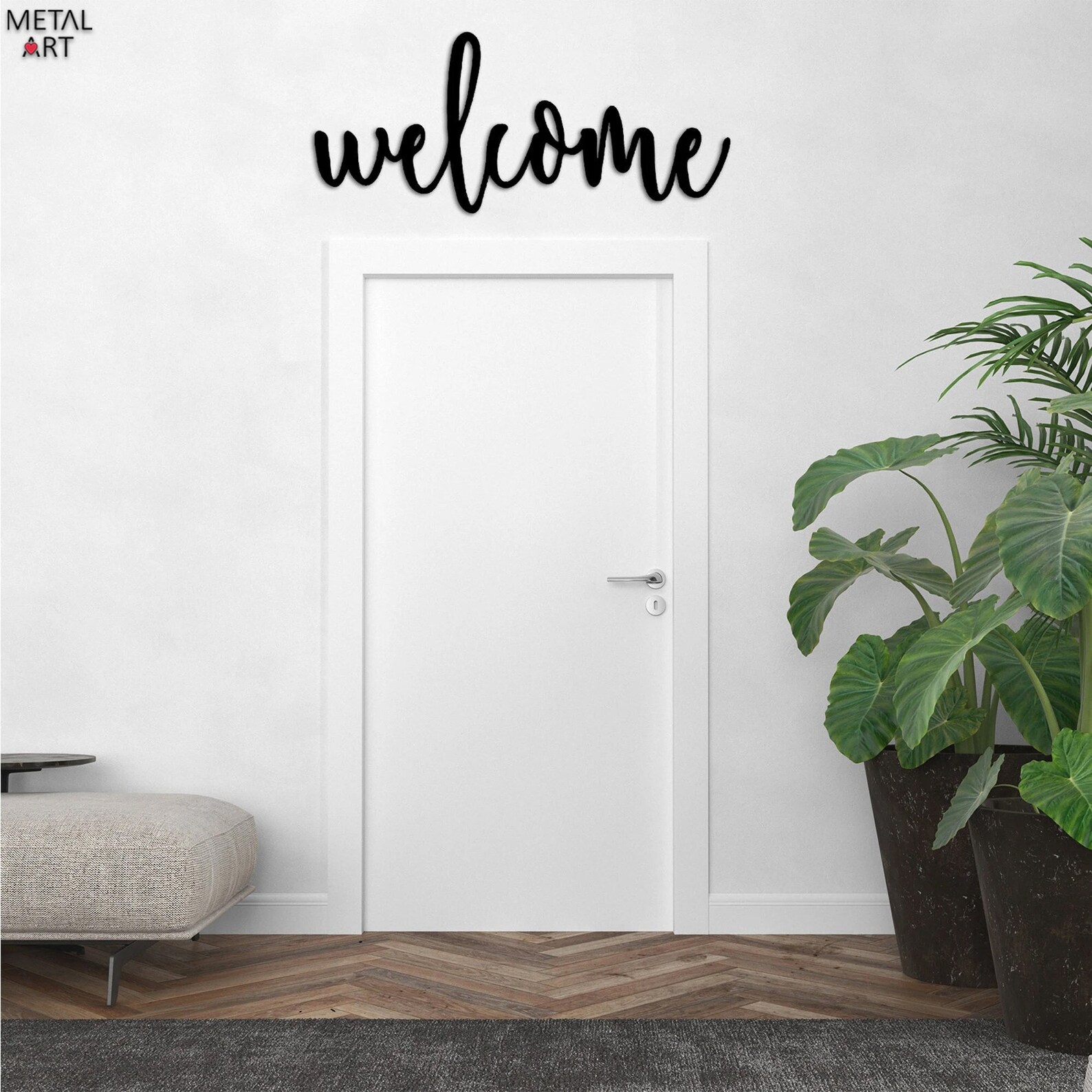 Metal Welcome Sign Modern Welcome Sign Metal Wall Decor - Etsy