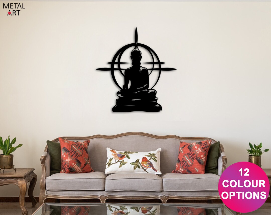 Buddha Metal Wall Sign, Hindu Wall Art, Yoga Studio Decor, Meditation ...