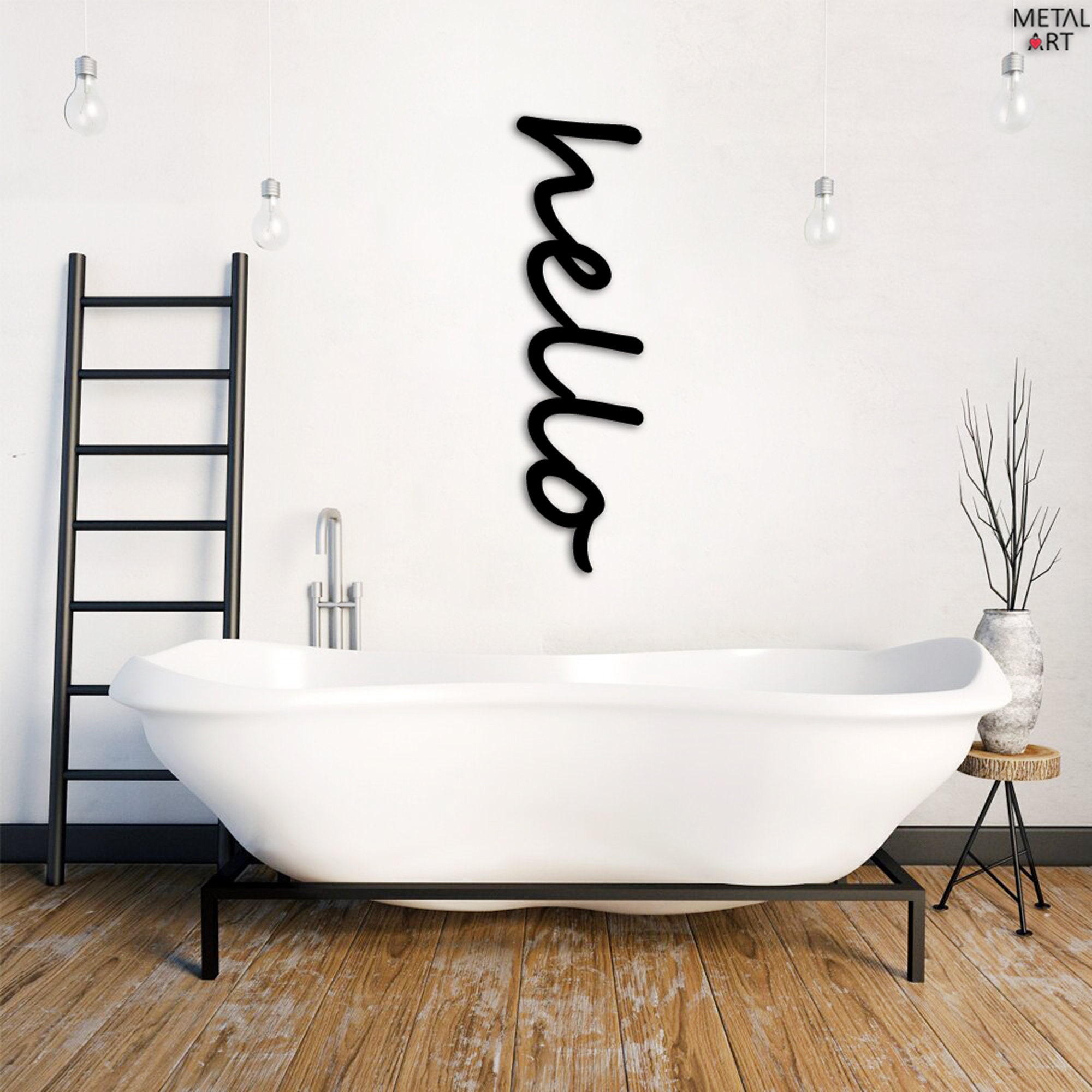 Metal Hello Sign Vertical Hello Modern Welcome Sign Metal - Etsy