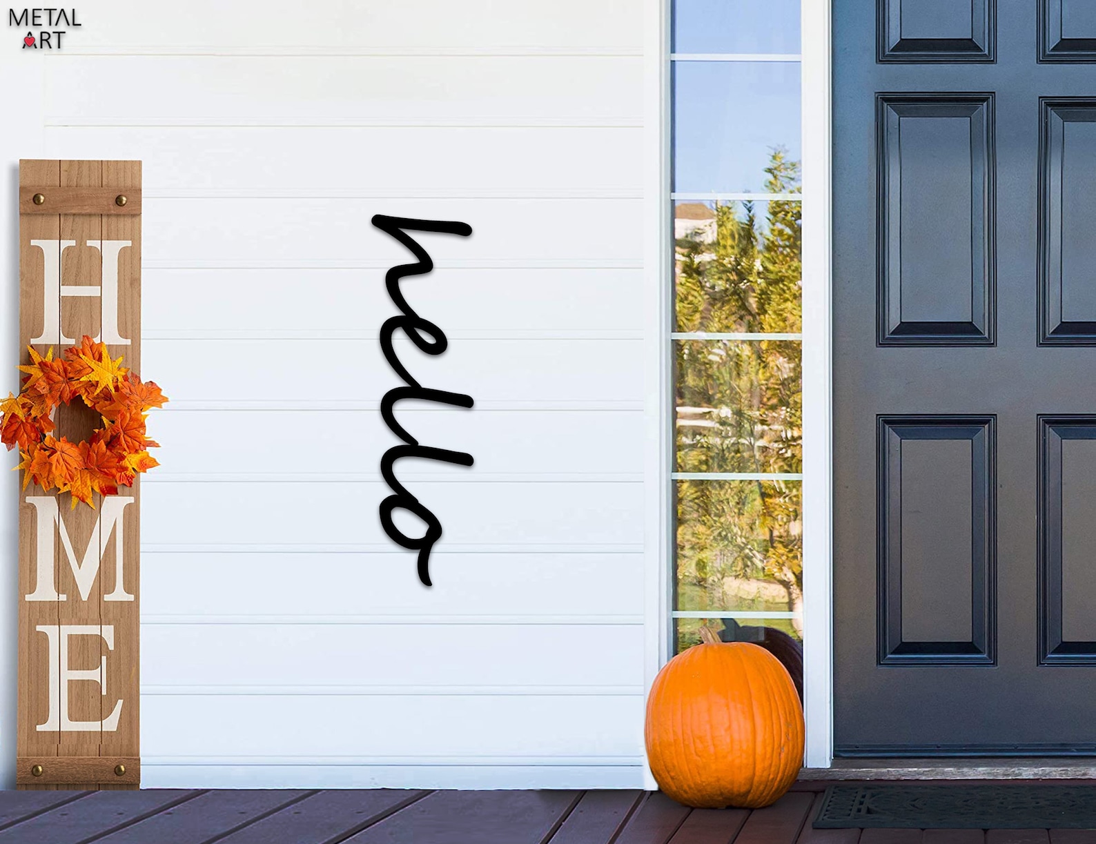 Metal Hello Sign Vertical Hello Modern Welcome Sign Metal - Etsy