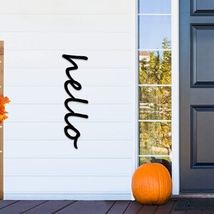 Metal Hello Sign, Vertical Hello, Modern Welcome Sign, Metal Wall Decor ...