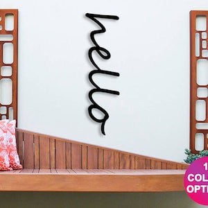 Metal Hello Sign, Vertical Hello, Modern Welcome Sign, Metal Wall Decor ...