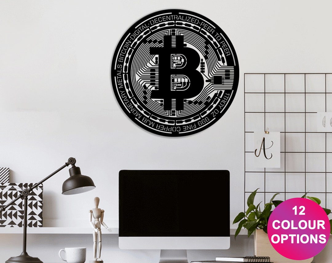 Bitcoin Symbol Metal Wall Art, Cryptocurrency Metal Wall Art, Crytpo ...