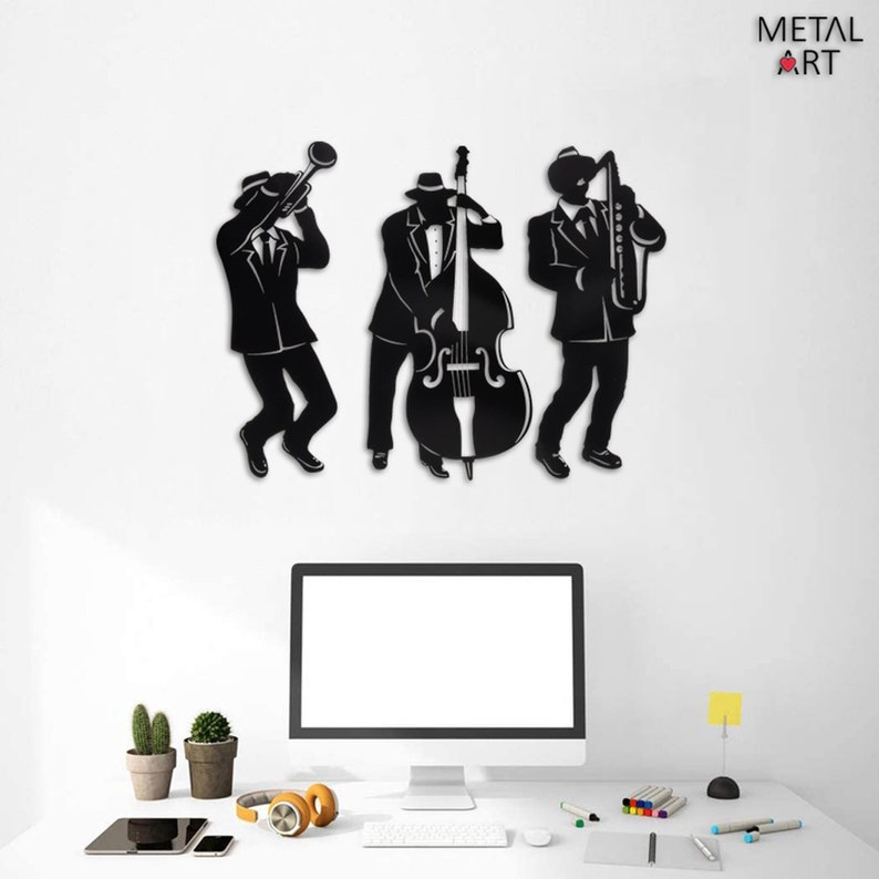 Jazz Metal Wall Art Jazz Trio Wall Decor Gift for Jazz | Etsy