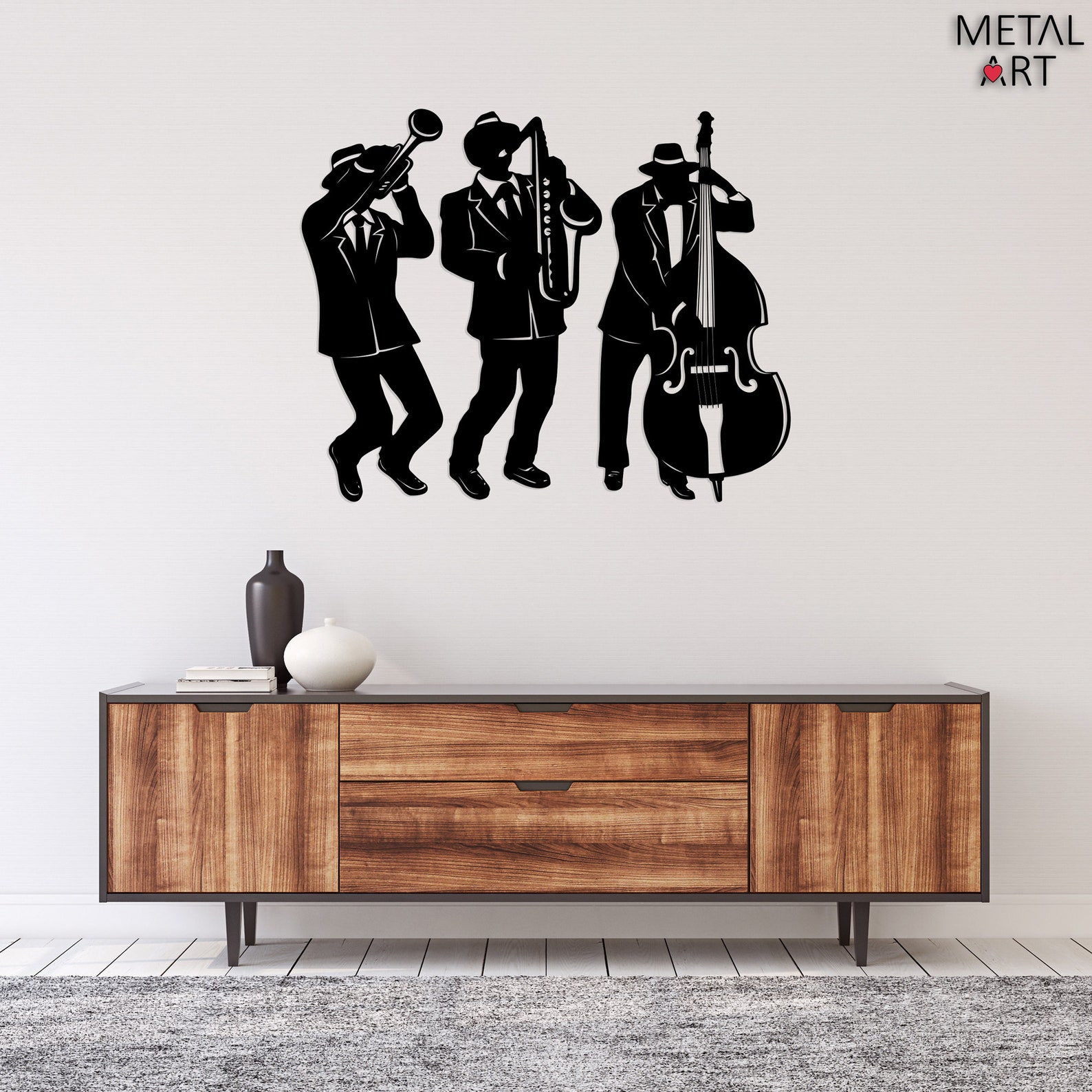Jazz Metal Wall Art, Jazz Trio Wall Decor, Gift for Jazz Lovers, Jazz ...