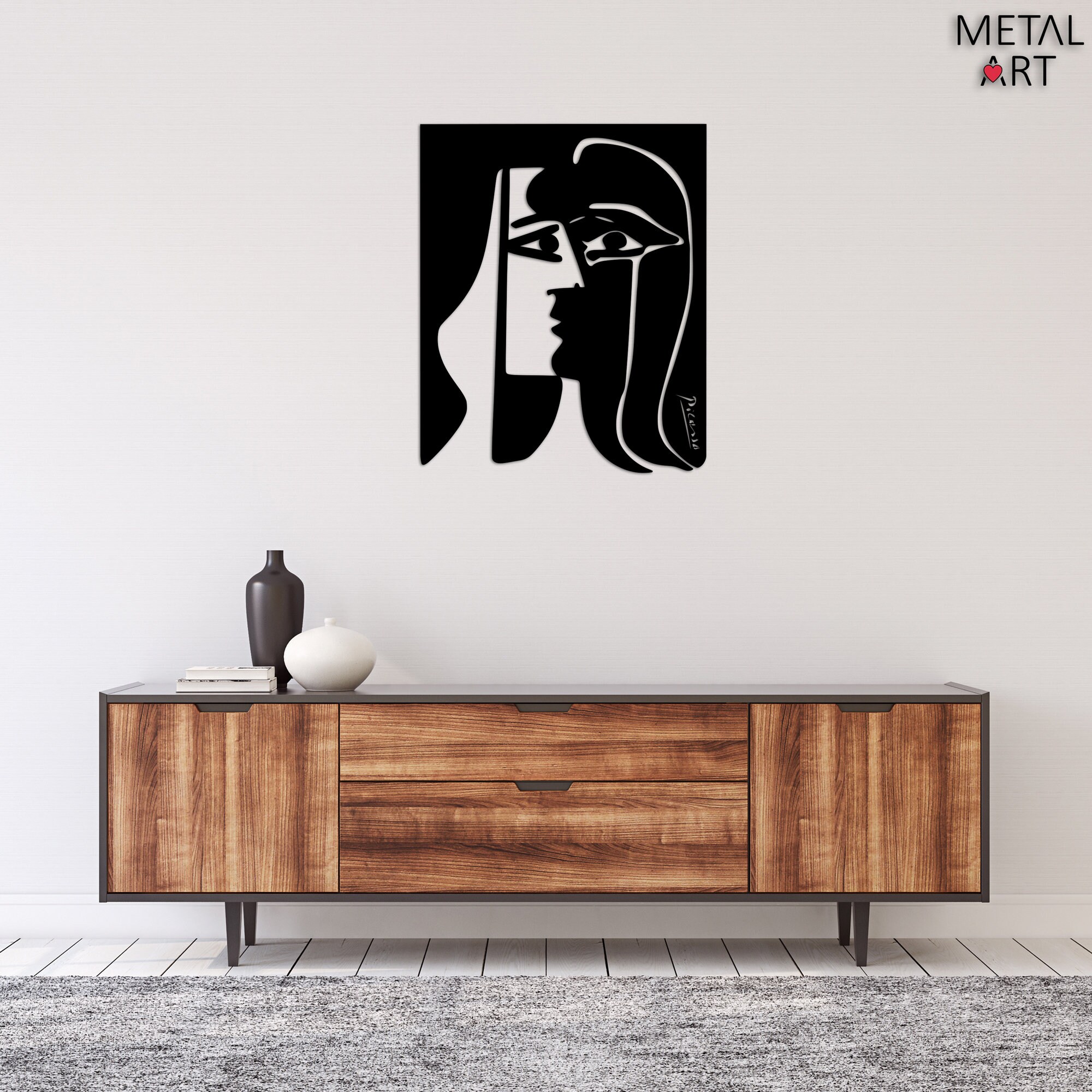 Pablo Picasso Faces Metal Wall Art, Cubic Metal Wall Hangings, Wire ...